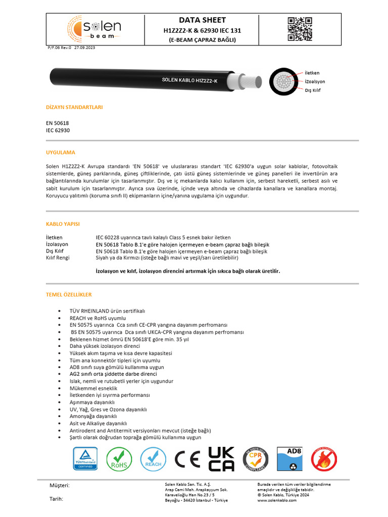E Beam Solen Kablo Tds TR | PDF