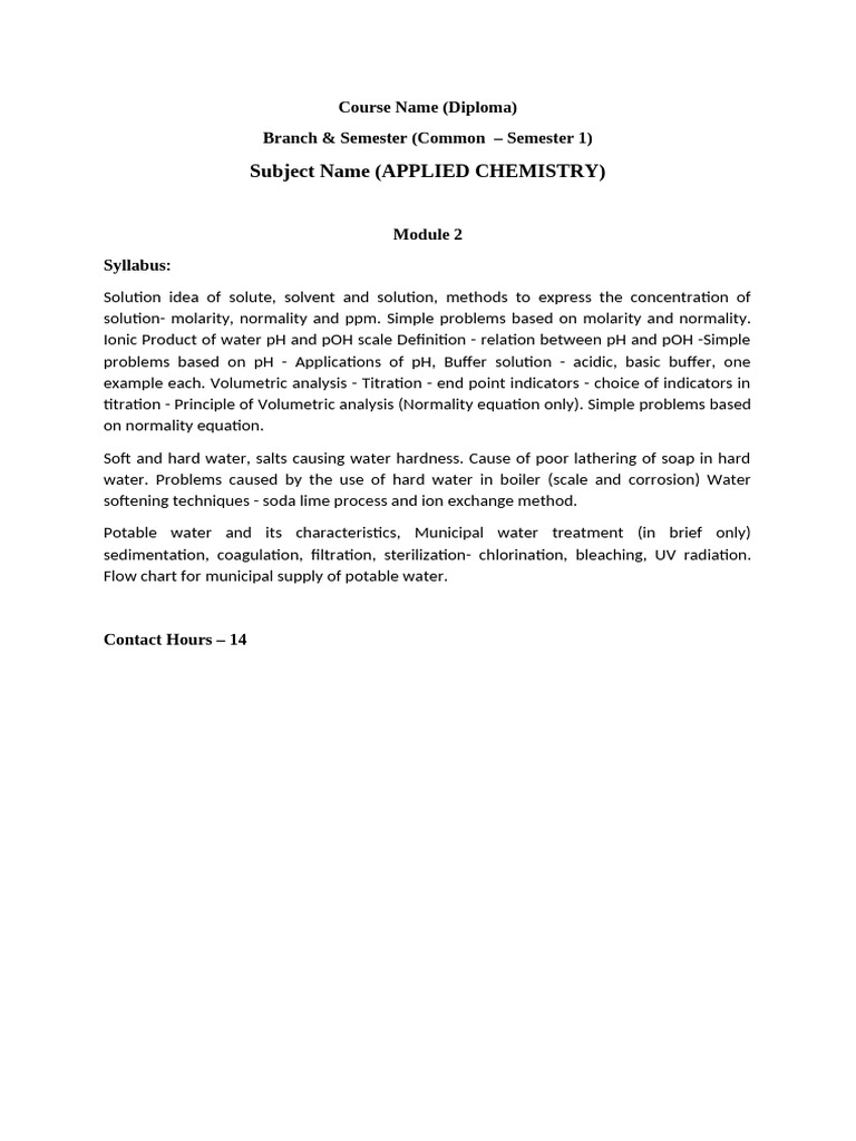 Applied Chemistry Module 2 | PDF