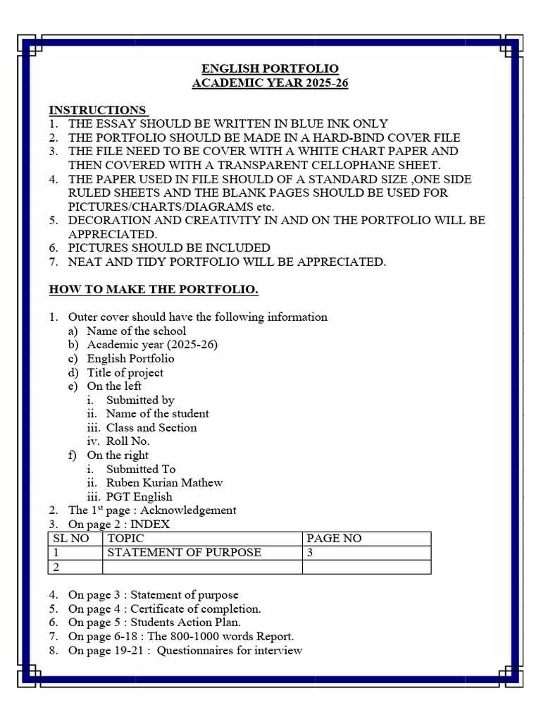 English Portfolio Guidelines 2025-26 | PDF | Chess Openings | Chess Theory