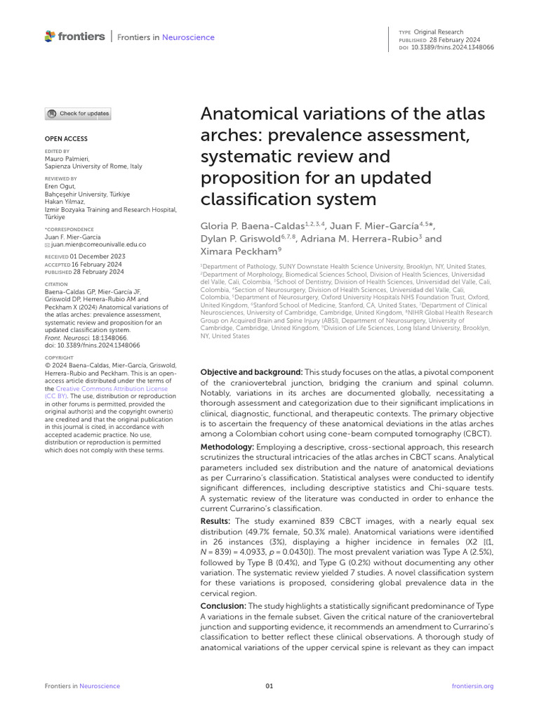 Atlas Arches: Anatomical Variations Study | PDF