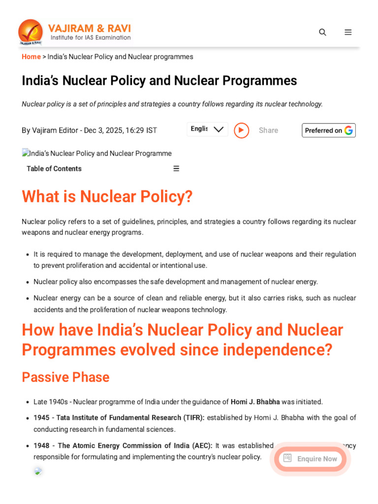 India's Evolving Nuclear Policy Overview | PDF | Treaty On The Non ...