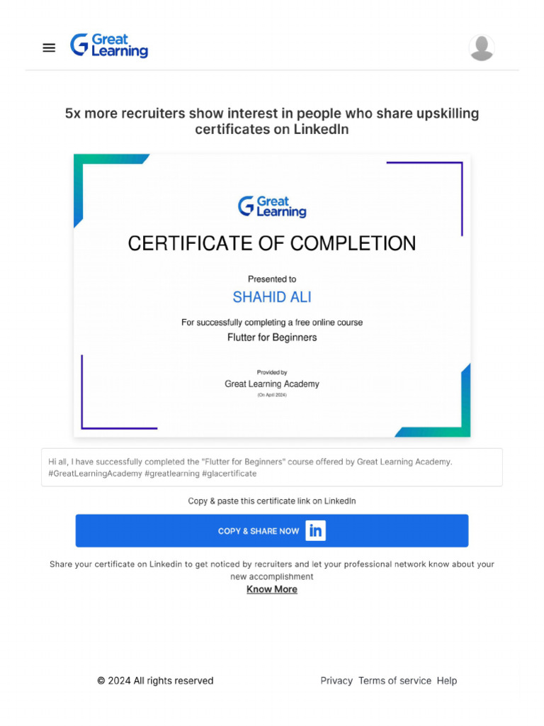 Certificate - Great Learning - Image-Only Version | PDF