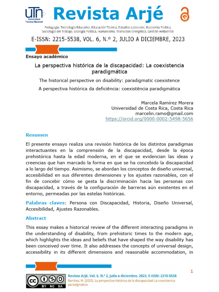 La Perspectiva Histórica de La Discapacidad La Coexistencia ...