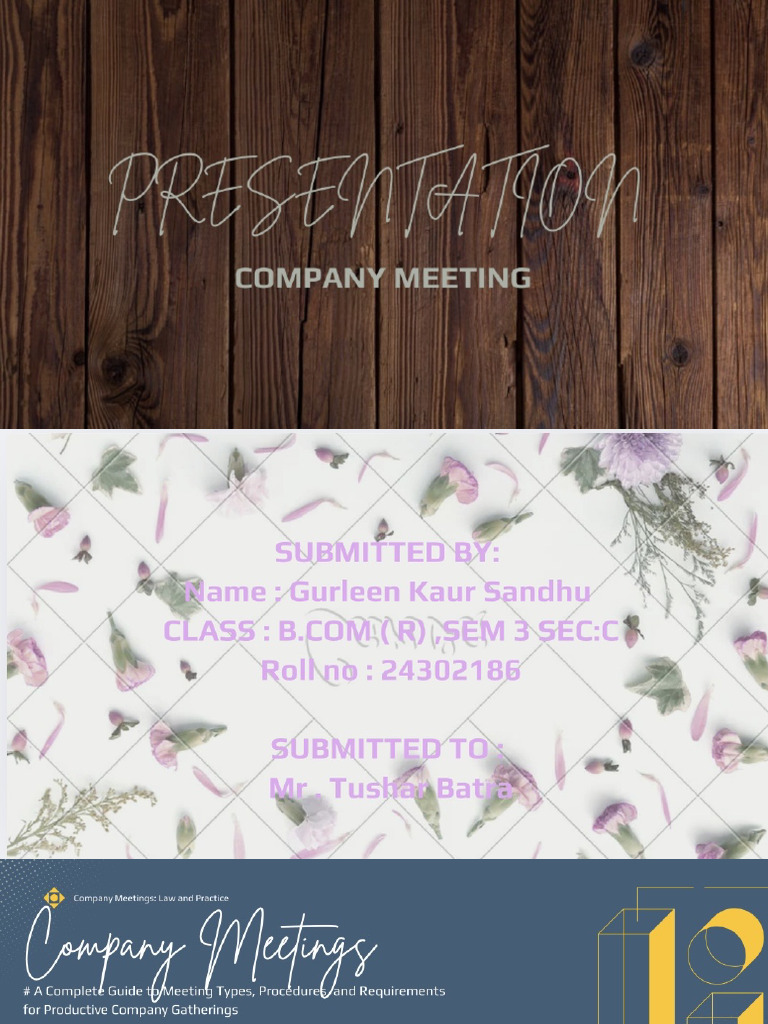 Presentation On Company Meetings | PDF