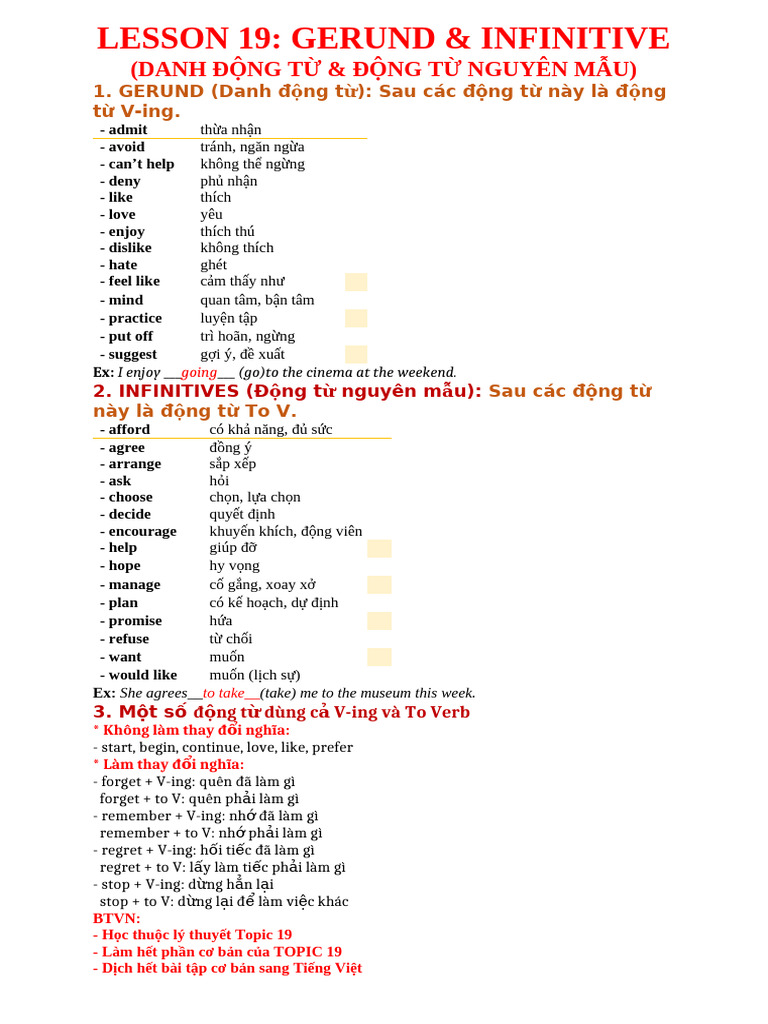 Ly Thuyet - Gerund - Ving | PDF