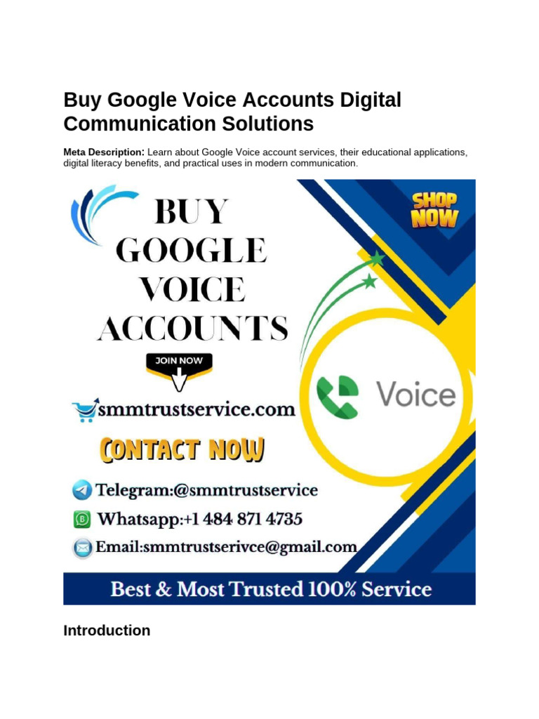 Top Places to Buy Google Voice Accounts Fast in 2026 | PDF | Learning ...