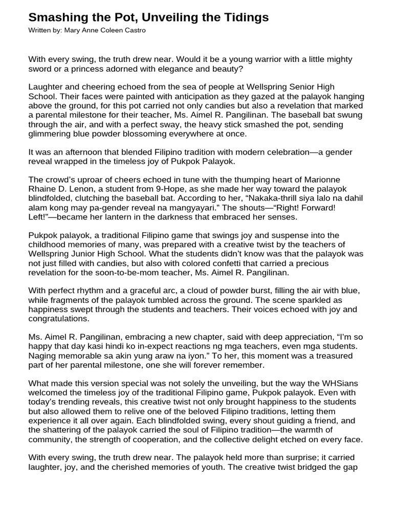 Smashing The Pot, Unveiling The Tidings | PDF