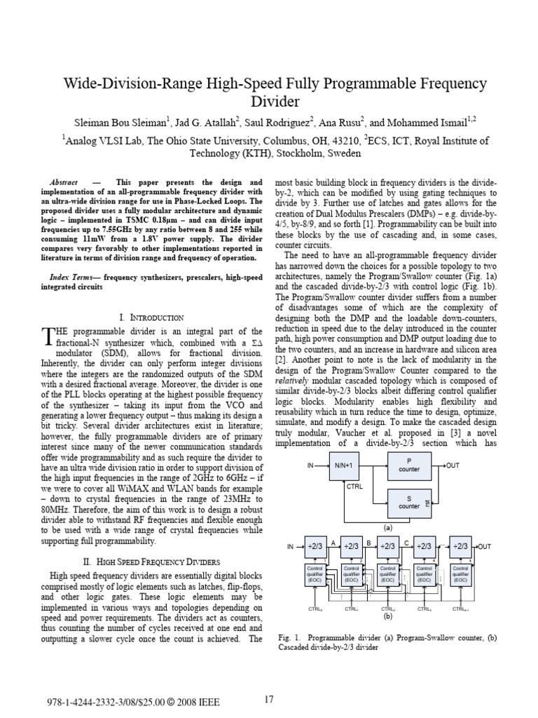 Wide-Division-Range High-Speed Fully Programmable Frequency | PDF | Logic Gate | Electricity