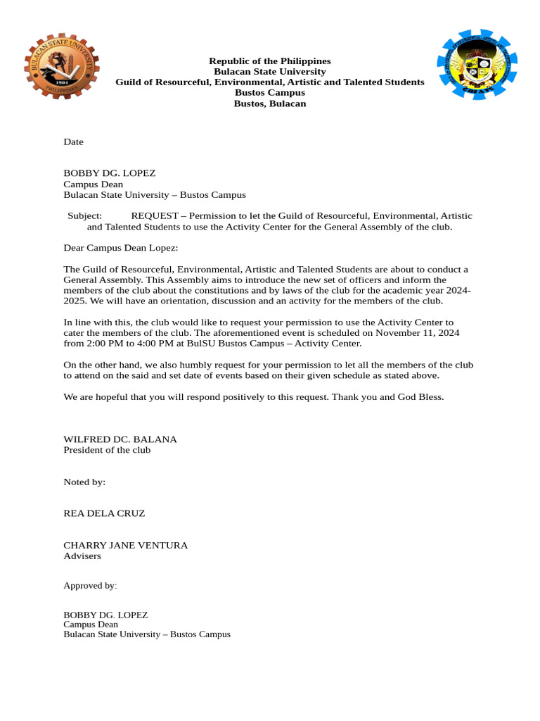 Request for Activity Center Use | PDF