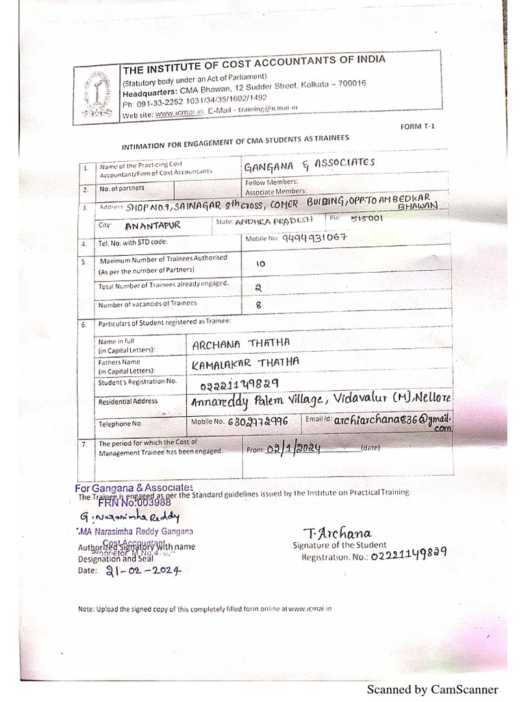 Archana 02221149829-Gangana and Associates | PDF