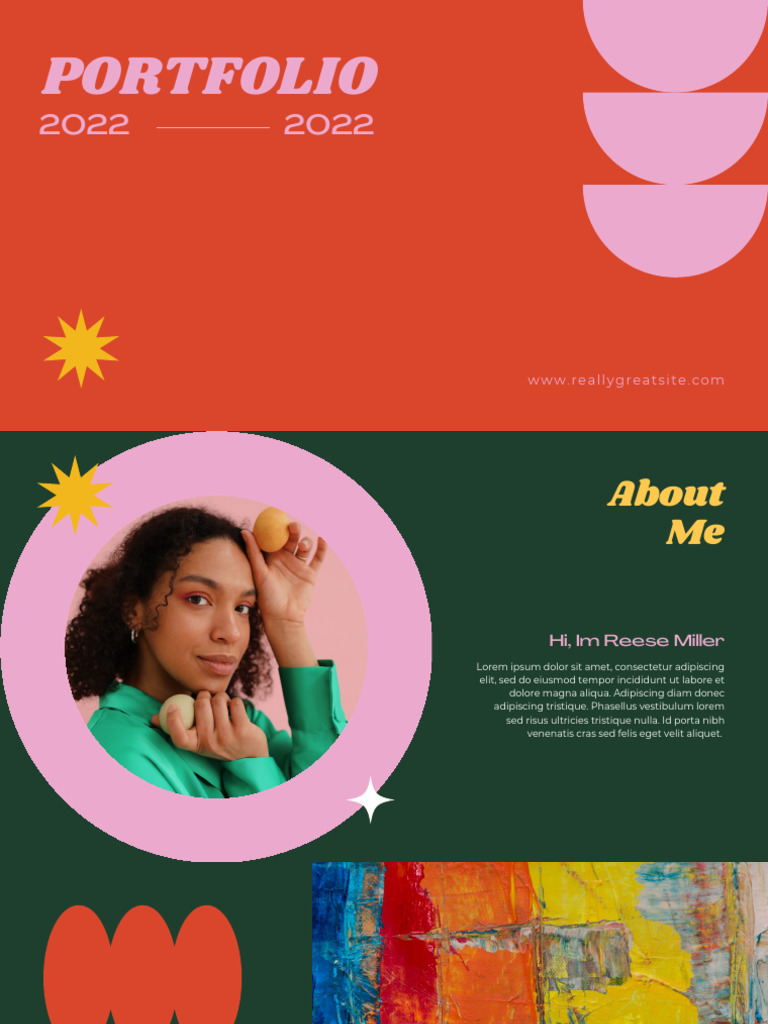 Red Yellow and Green Colorful Art Online Portfolio | PDF