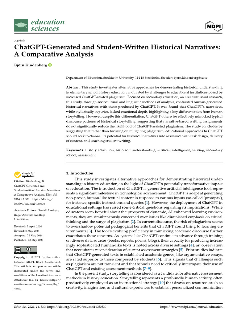 ChatGPT vs. Student Historical Narratives | PDF | Narrative ...