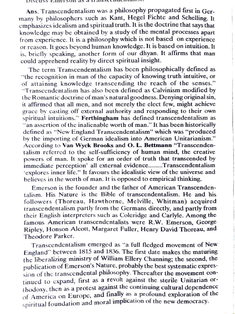 Transcendentalism | PDF