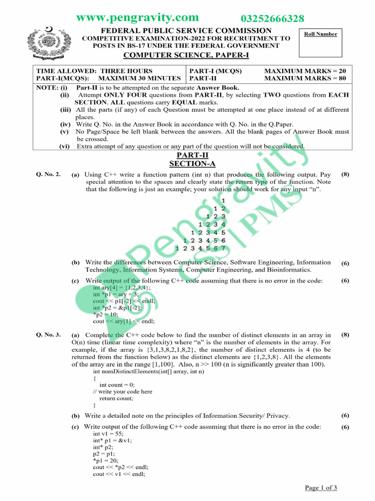 CSS Computer Science Past Papers 2022 P1 | PDF
