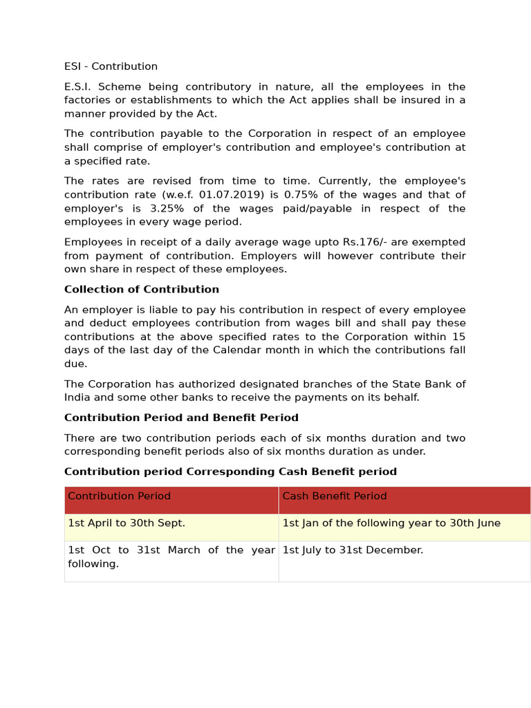 Esi Contribution Rules | PDF | Employment | Overtime