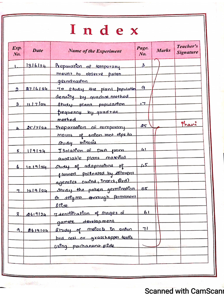 Biology Record 2024 - 25 | PDF