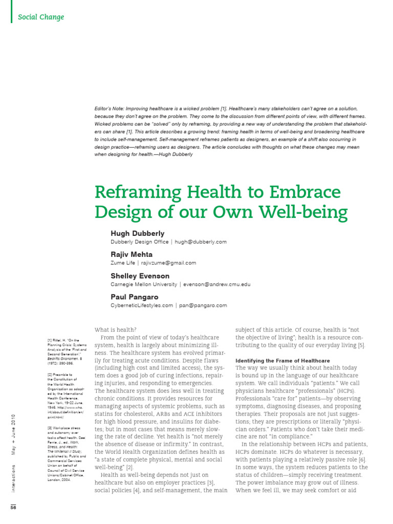 Dubberly Et Al - Reframing Health to Embrace Design of Our Own Well ...