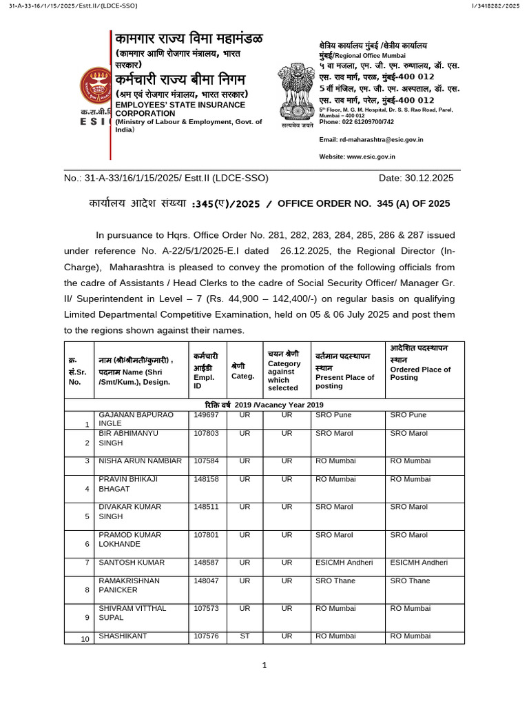RO Mumbai Office Order No. 345(a) of 2025 Dated 30.12.2025 | PDF ...