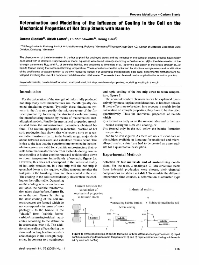 Determination and Modelling of the Influence of Cooling in the Coil on ...