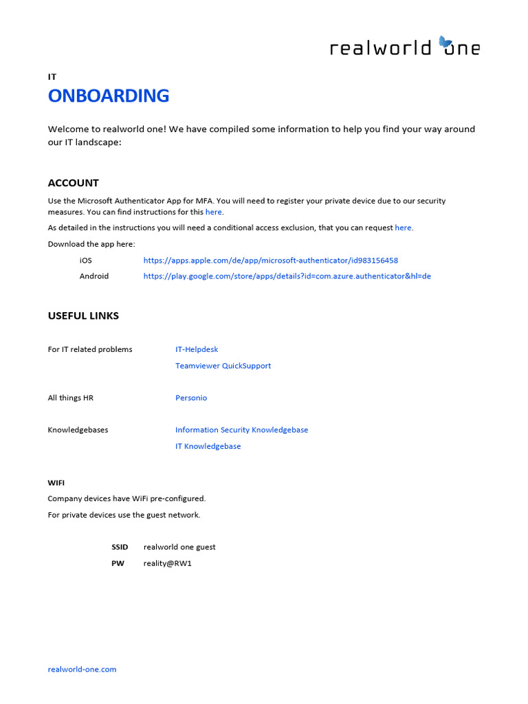 IT Onboarding Guide for realworld one | PDF