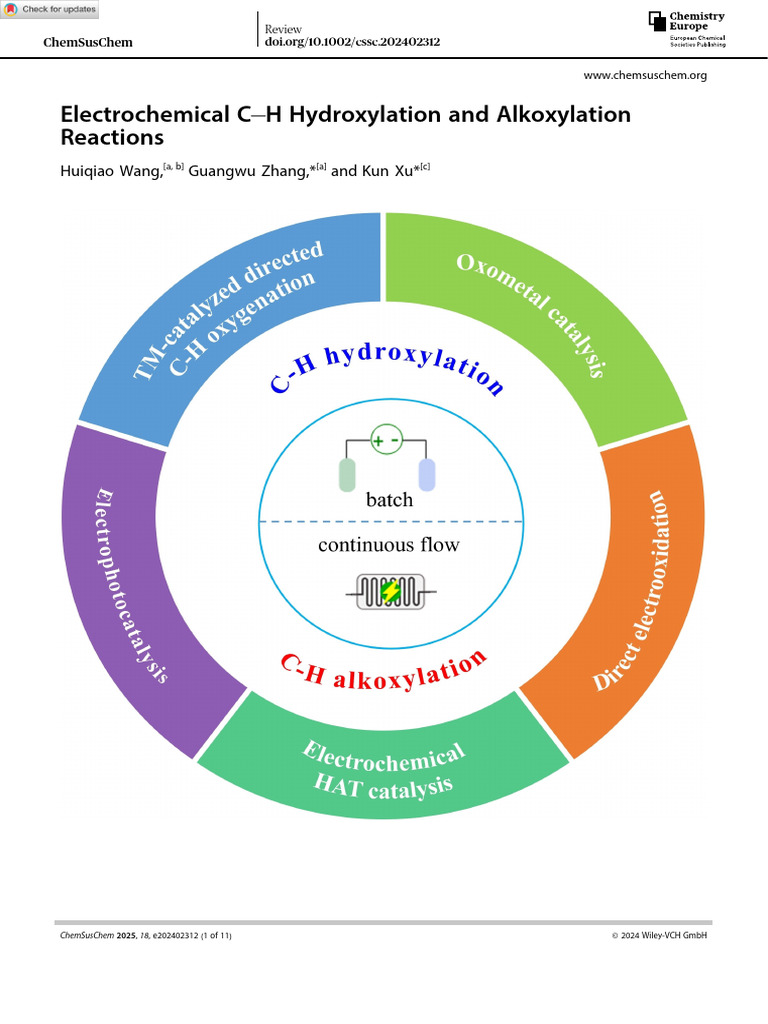 ChemSusChem - 2024 - Wang - Electrochemical C H Hydroxylation and ...
