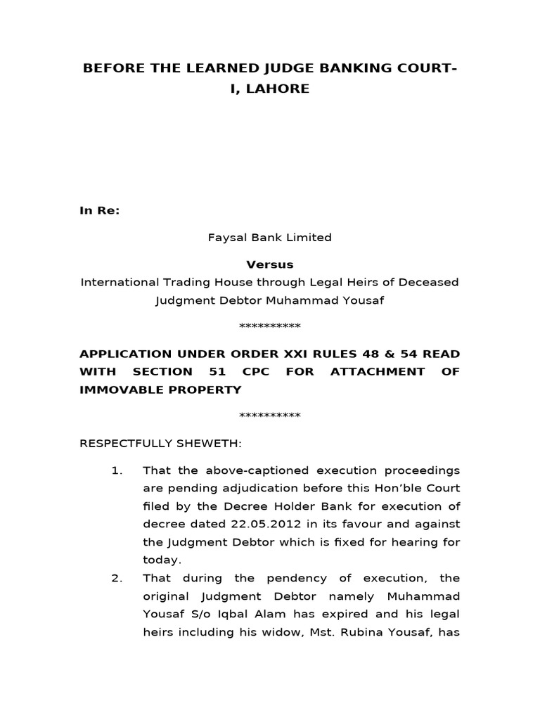 Property Attachment Application Lahore | PDF | Affidavit | Common Law