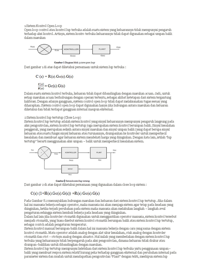Perbandingan Sistem Kontrol Open dan Close Loop | PDF