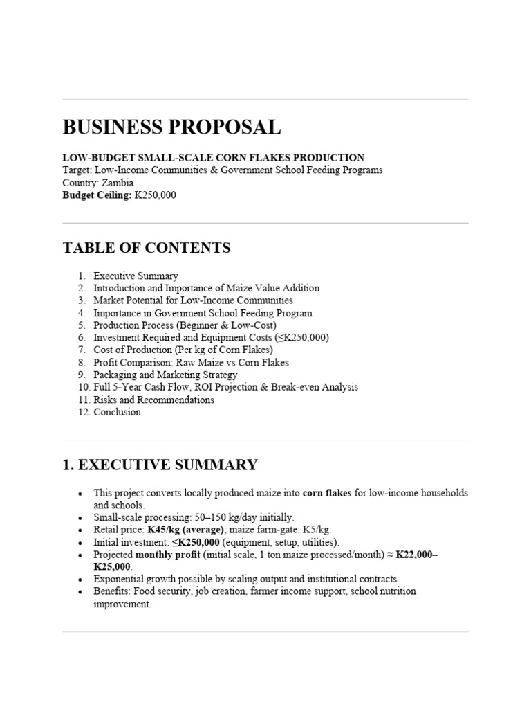 SMALL SCALE PROJECT PROPOSAL FOR MAIZE VALUE ADDED | PDF | Maize ...