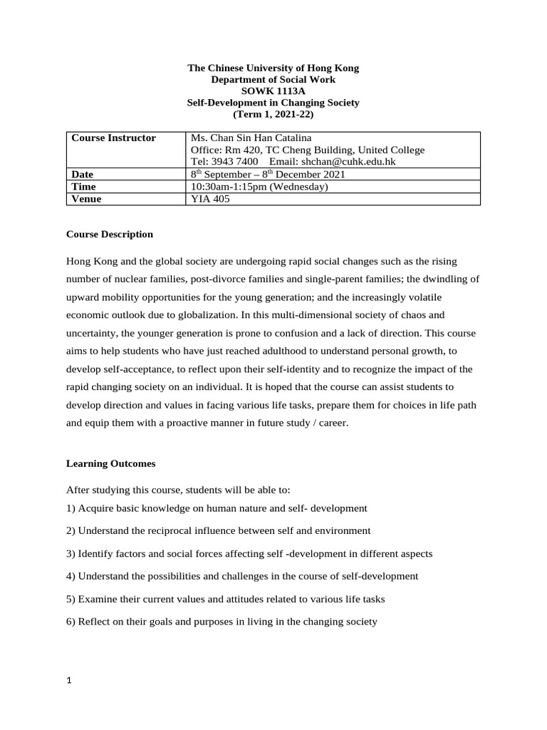 Course Outline 2021-22(2) | PDF | Psychotherapy | Citation