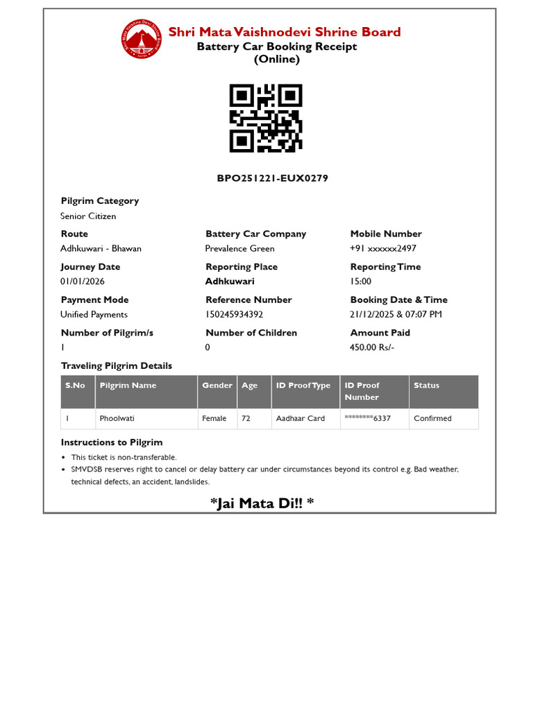 Shri Mata Vaishno Devi Shrine Board 12909203 | PDF