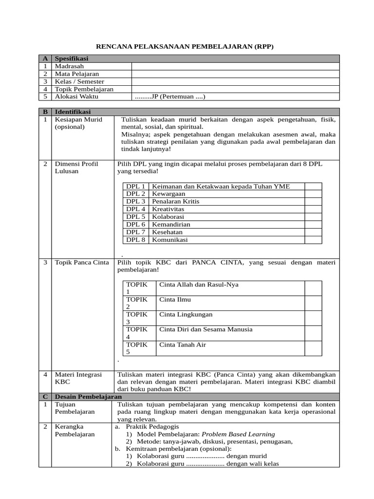 5_Template RPP PBL | PDF