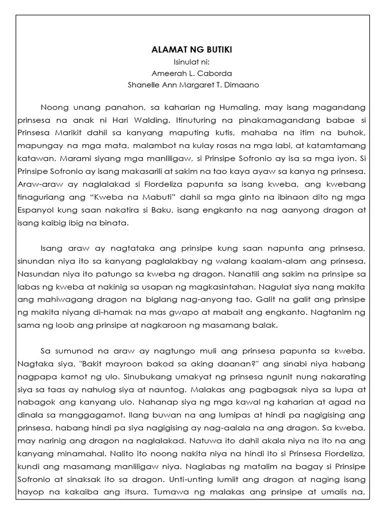Alamat NG Butiki 1 | PDF