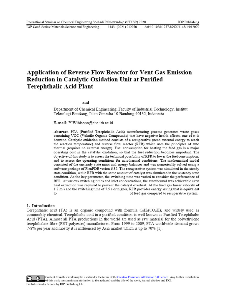 Main Ref 3-Application of Reverse Flow Re | PDF | Chemical Reactor ...