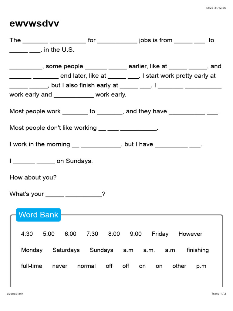 Free Cloze (Fill-In-The-Blank) Generator - Spf.io | PDF