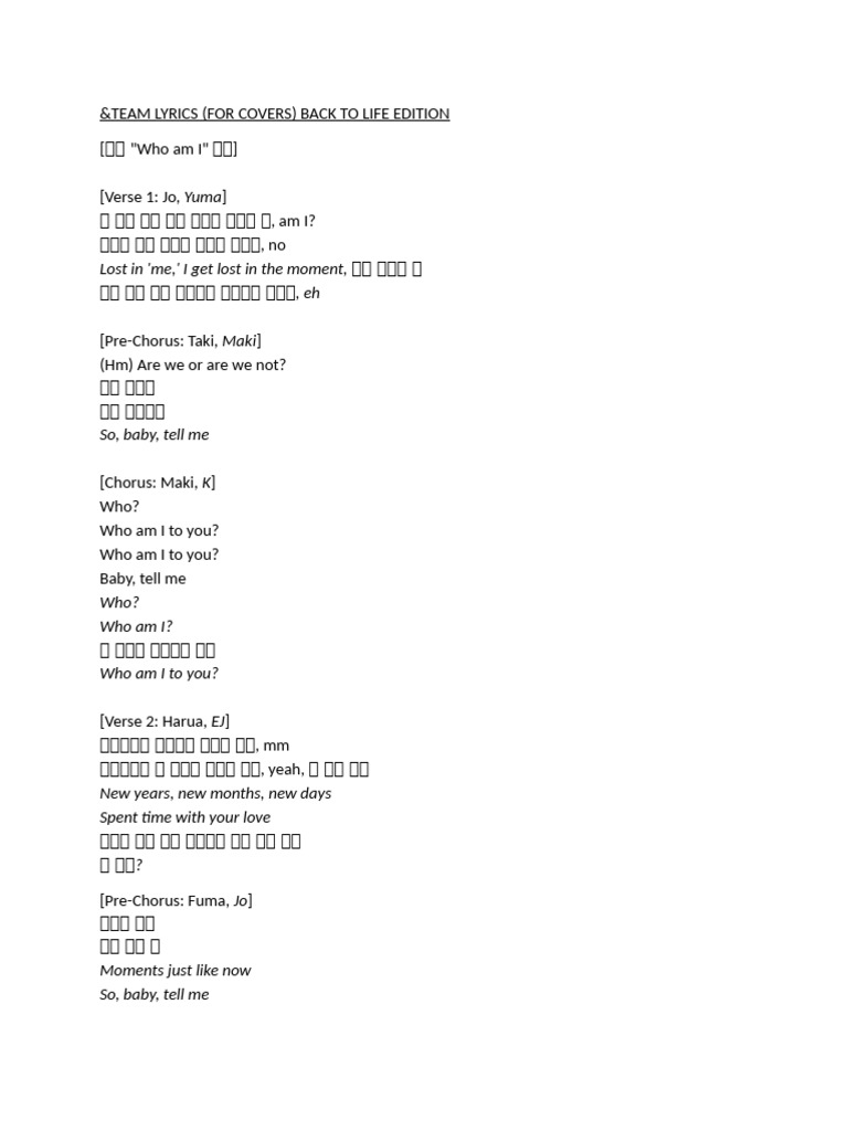 Team Lyrics | PDF