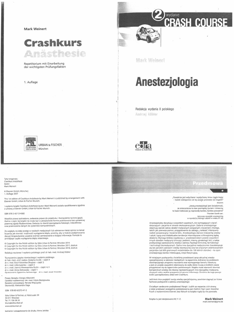 Anestezjologia Mark Weinert 2 Wydanie CRASH COURSE-obrócony | PDF