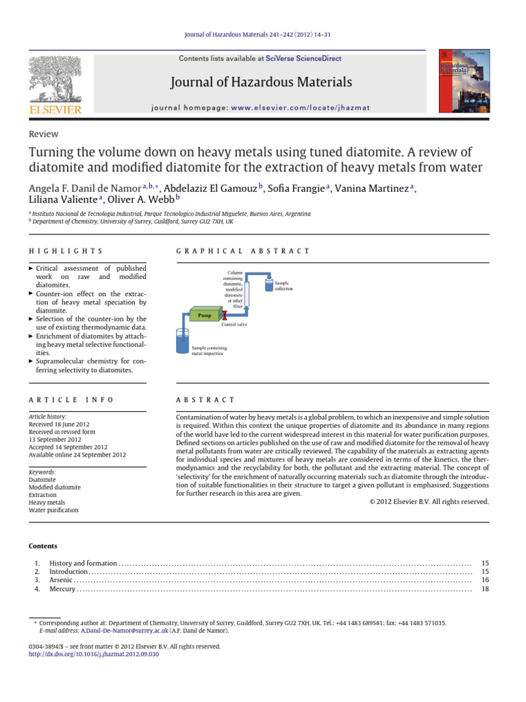 Danil De Namor et al. - 2012 - Turning the volume down on heavy metals ...