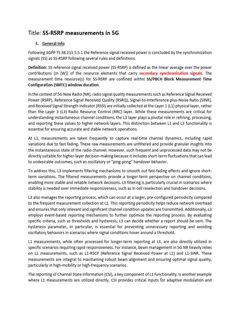 5G SS RSRP Measurements Overview 1736163651 | PDF | Computer Network ...