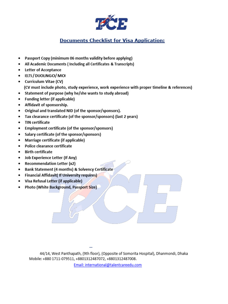 Visa Checklist Canada | PDF