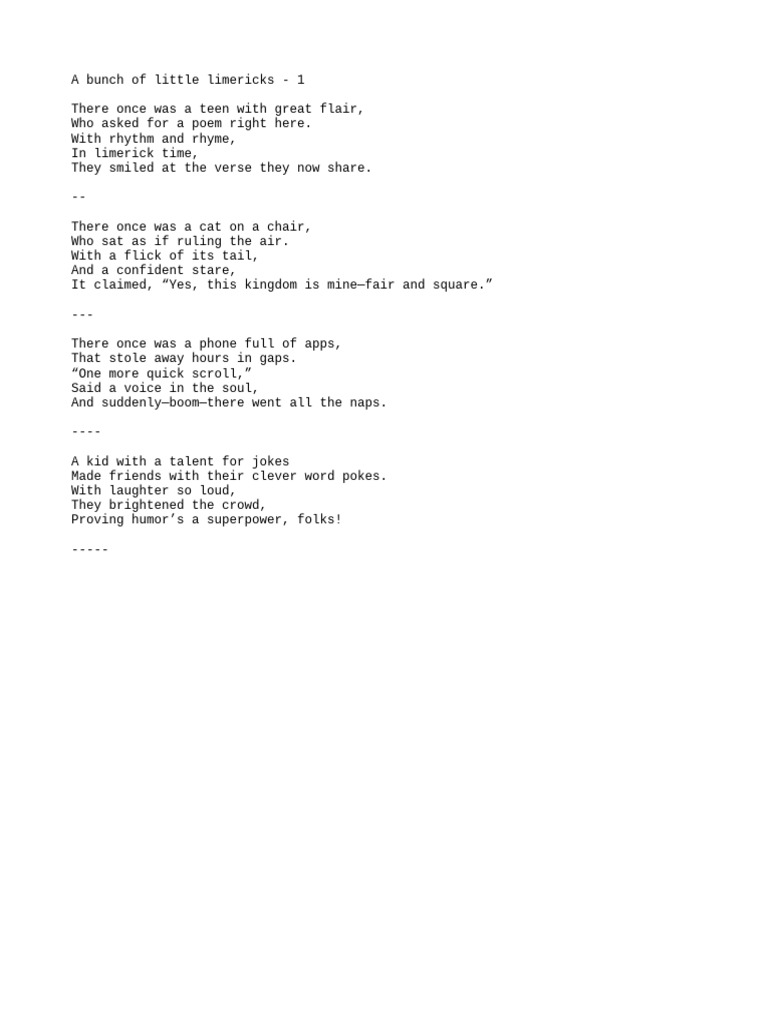 Fun Limericks for All Ages | PDF