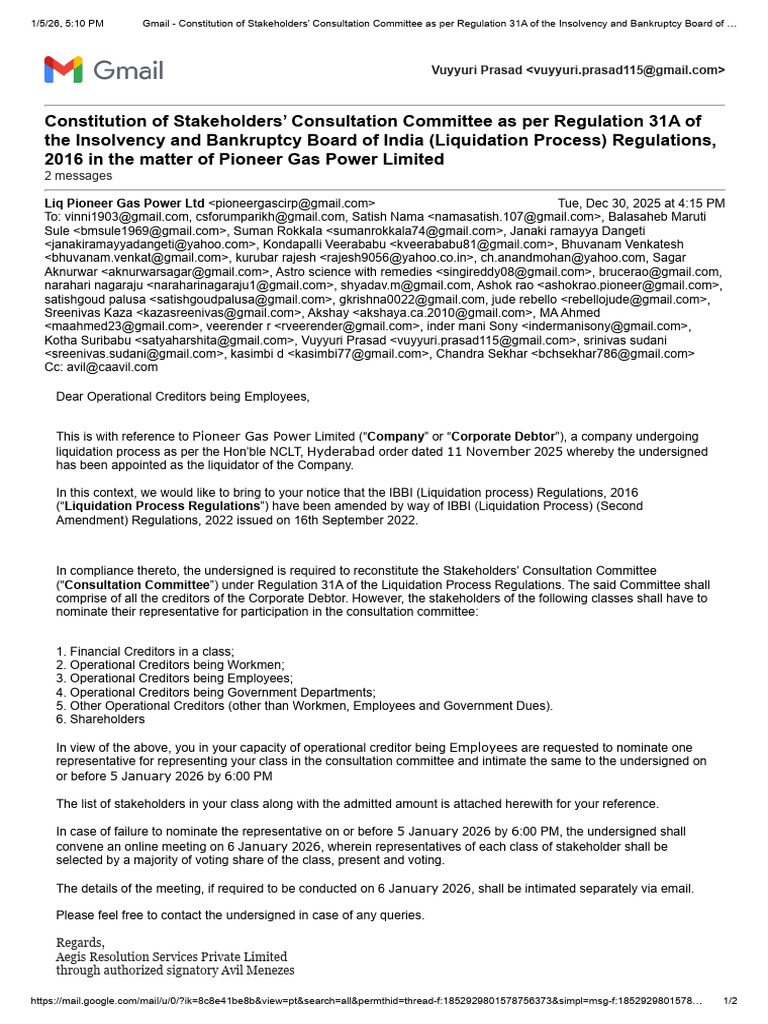 Gmail - Constitution of Stakeholders’ Consultation Committee as Per ...