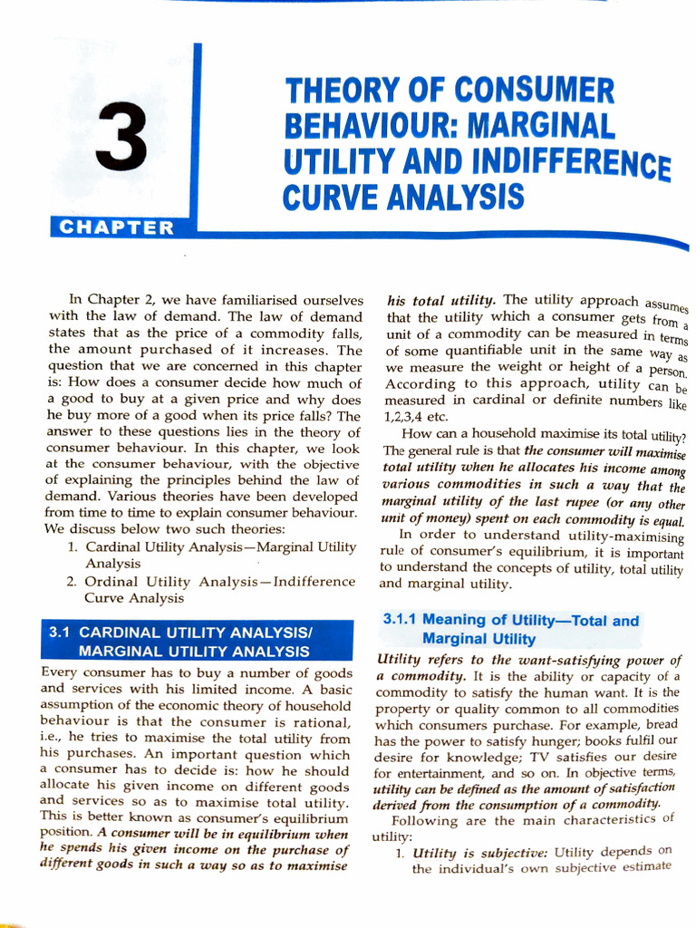 TEXTbook Ch-3 Theory of Consumer Behaviour | PDF | Utility | Supply And ...