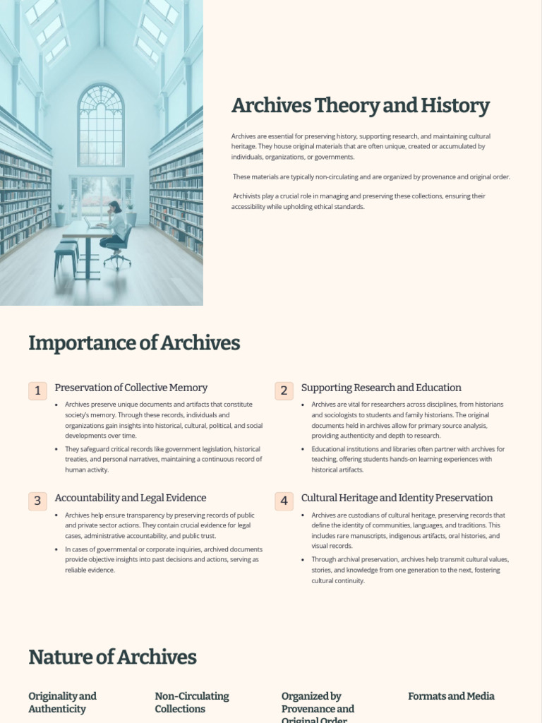 Understanding Archives: Preservation & Role | PDF | Archivist | Archive