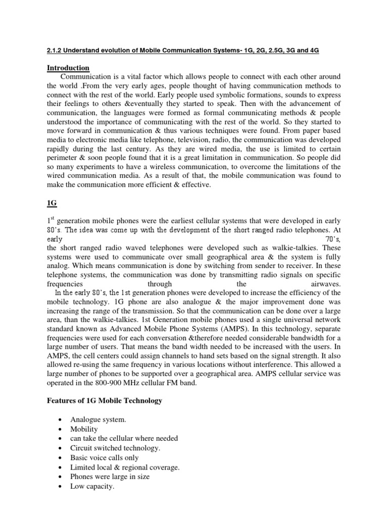 Evolution of Mobile Communication Systems | PDF | 4 G | 3 G