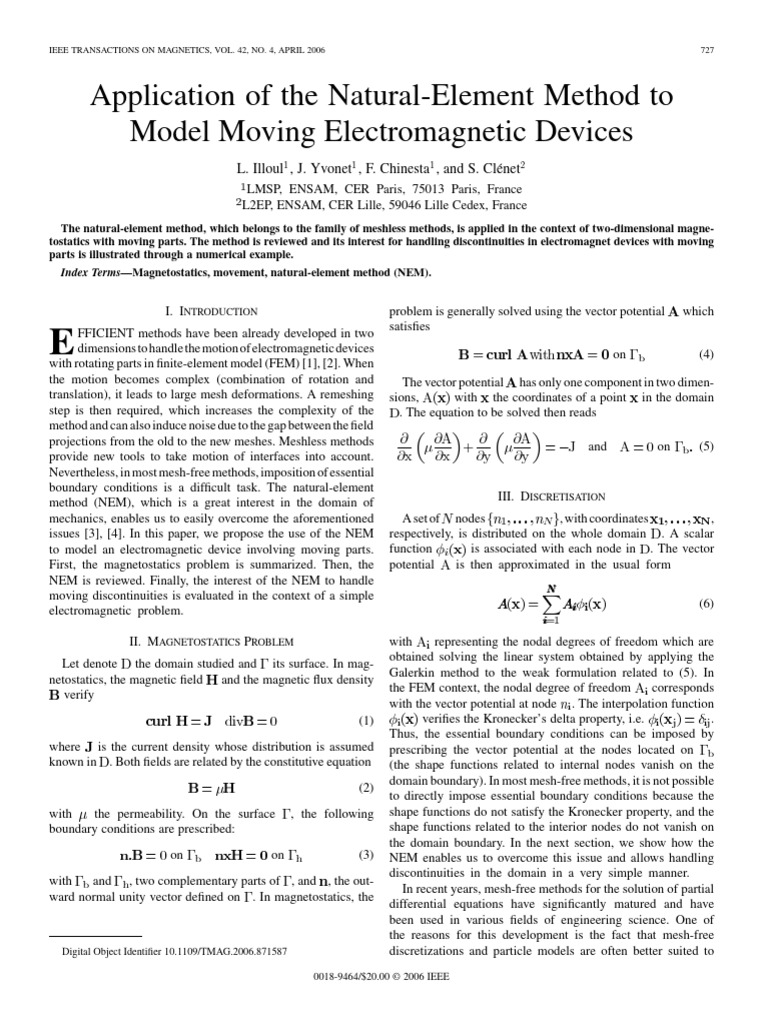 2006-ieee-NEM Model Moving Electromagnetic Devices | PDF | Finite ...