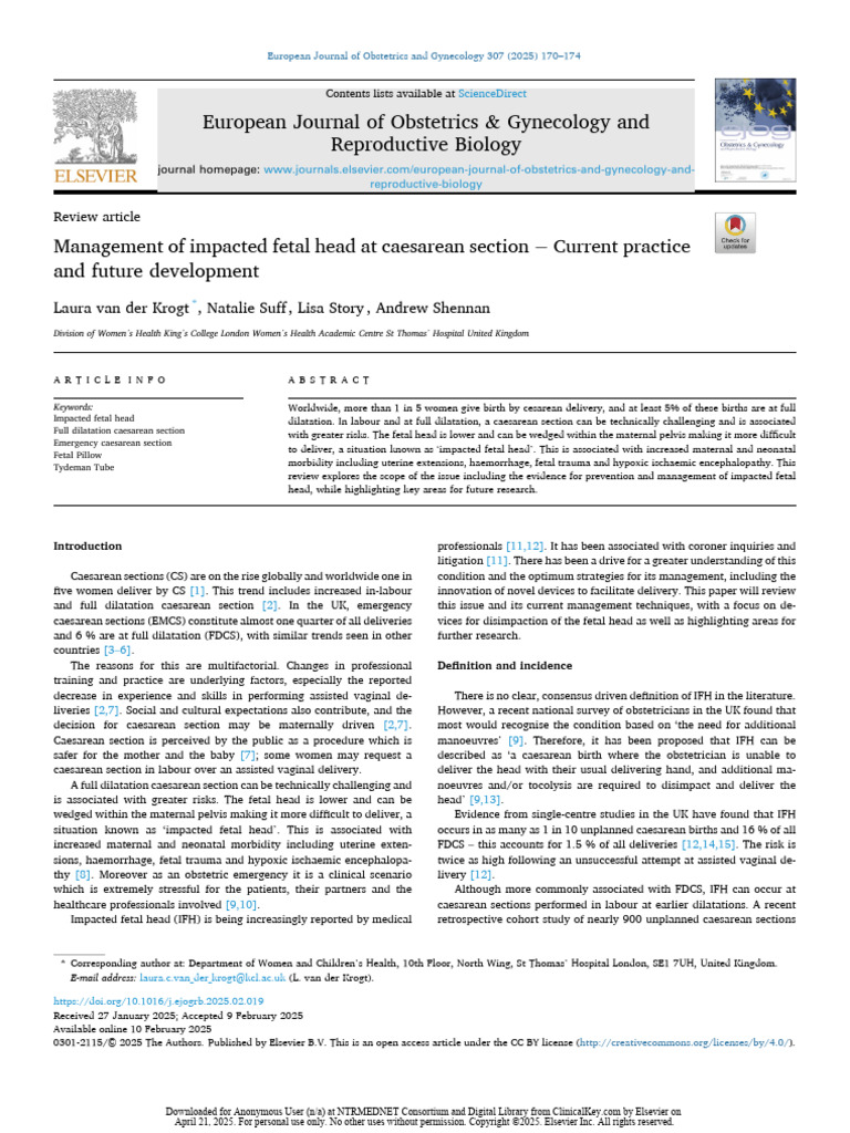 M* of Impacted Head in LSCS | PDF | Childbirth | Caesarean Section