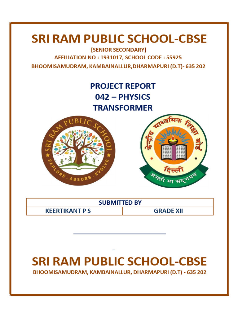 Transformer Project Report for XII Grade | PDF