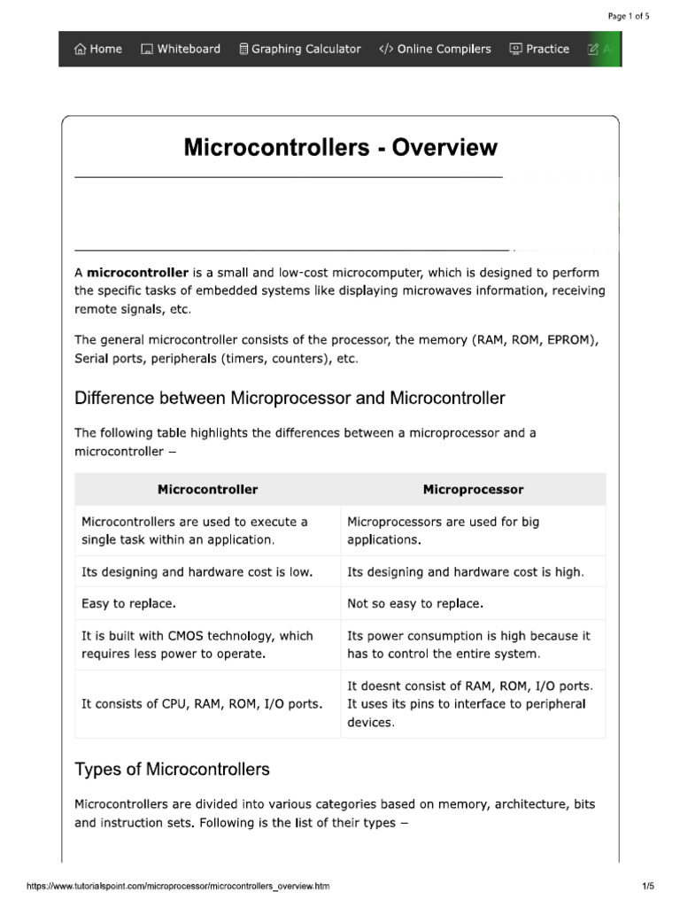 Microcontroller Overview | PDF