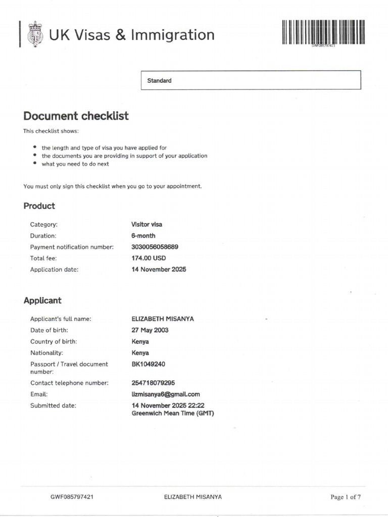 Visa Checklist | PDF