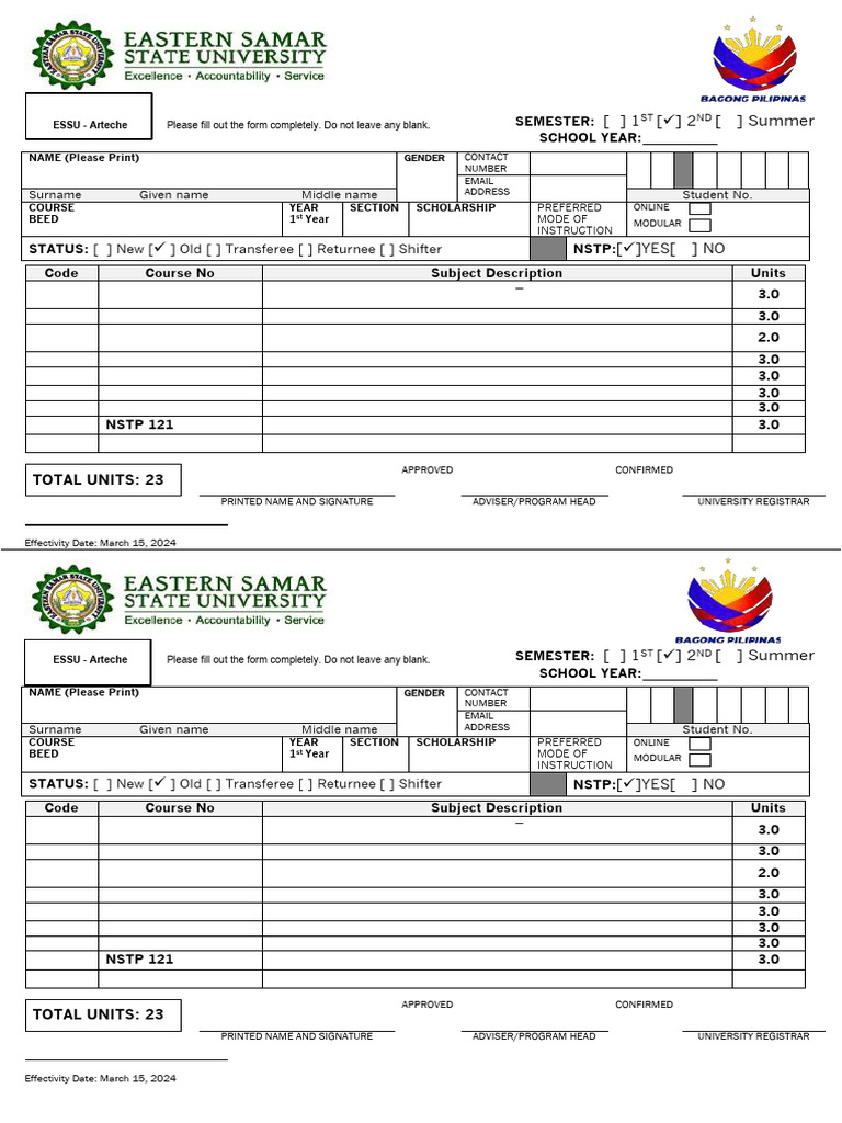 Preliminary Registration Form BEED 2nd Sem 2025 2026 | PDF